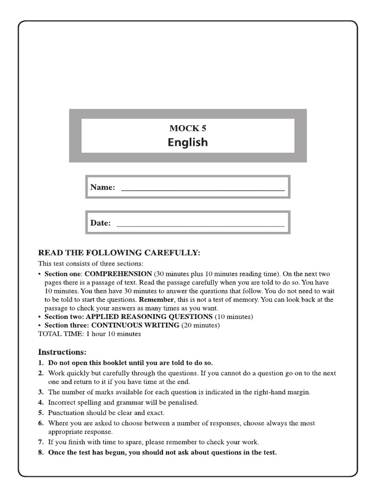 Mock 5 English | PDF