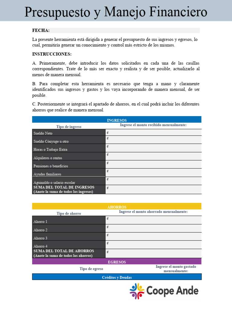 Presupuesto Personal y Familiar | PDF | Presupuesto | Ahorro