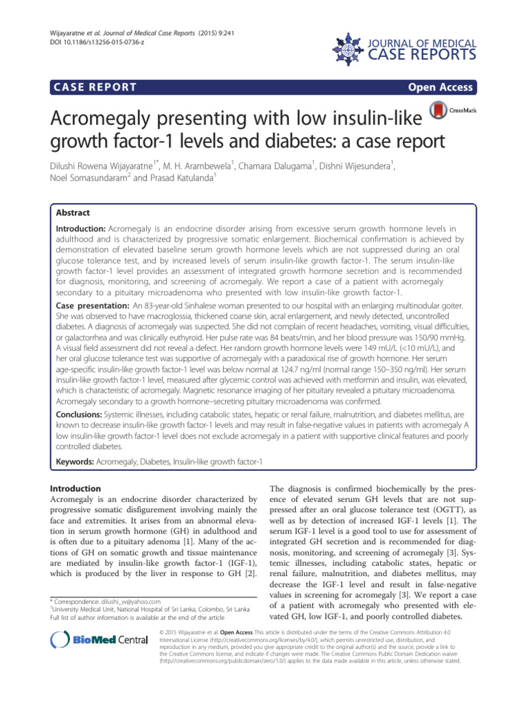 Acromegaly with Low IGF-1 and Diabetes Case | PDF | Insulin Like Growth ...