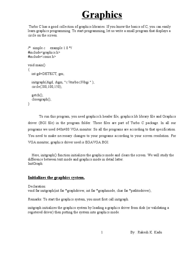 Graphics: Initializes The Graphics System | PDF | Parameter (Computer Programming) | Computer File