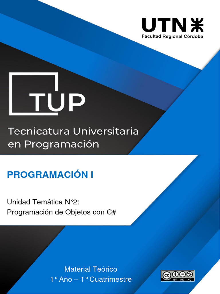 TUP 1C PI TEO U2 ProgramacionObjetosConC# | PDF | C Sharp (lenguaje de programación) | Objeto ...