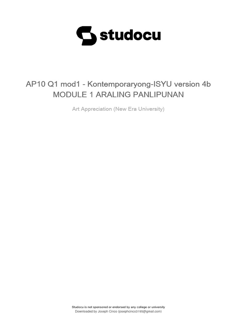 Ap10 q1 Mod1 Kontemporaryong Isyu Version 4b Module 1 Araling Panlipunan | PDF
