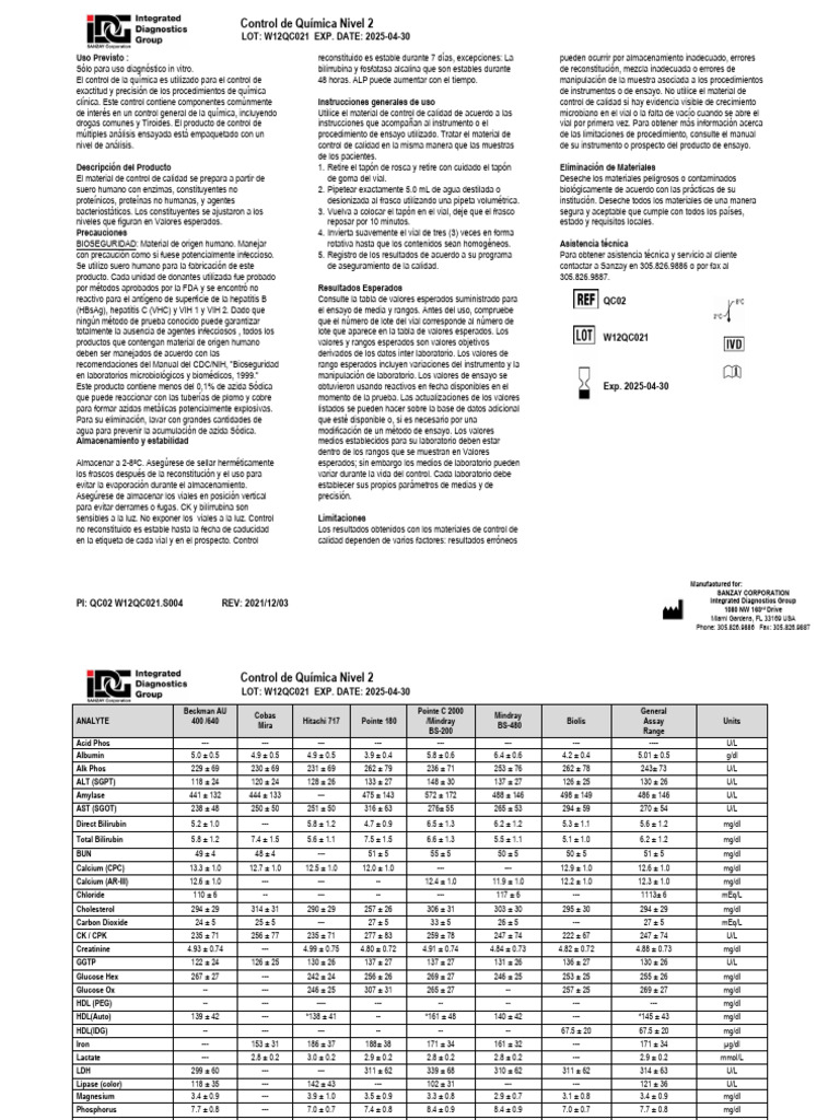Insert Control L2 | PDF | Laboratorios | Química