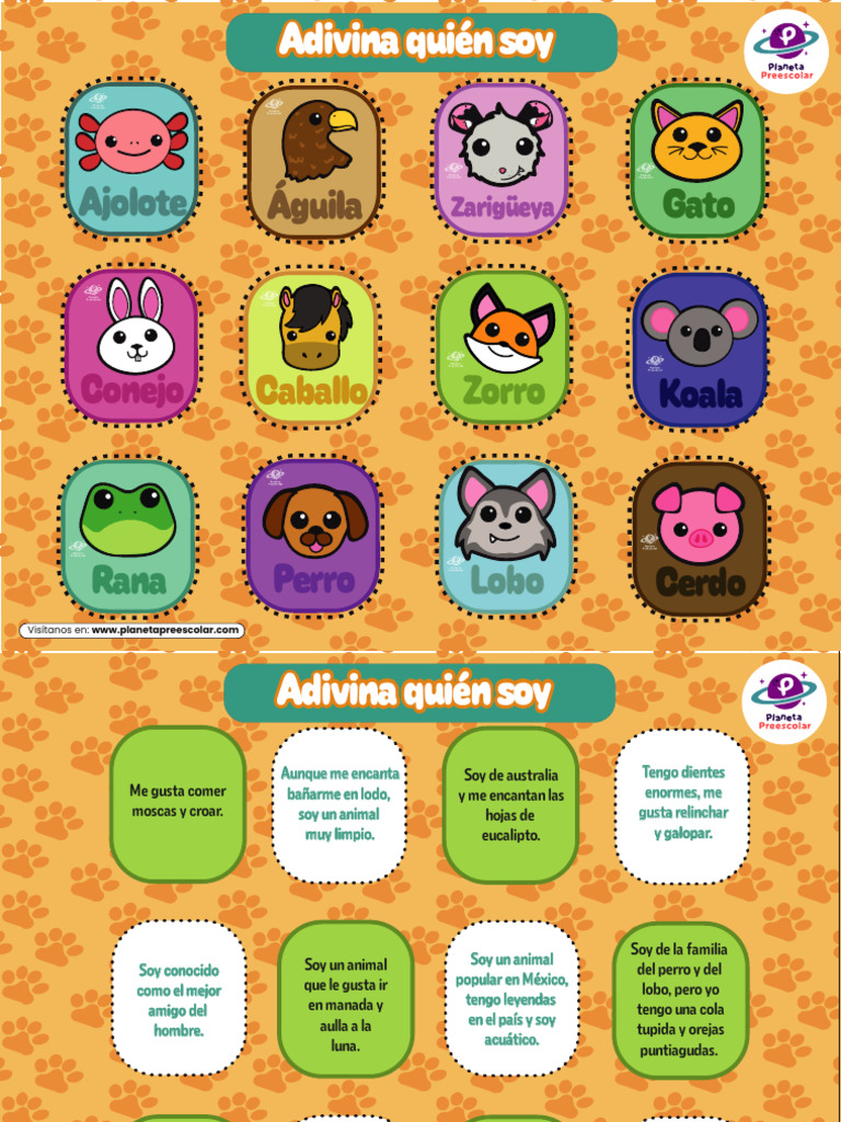 Adivina Quién Soy Animales | PDF