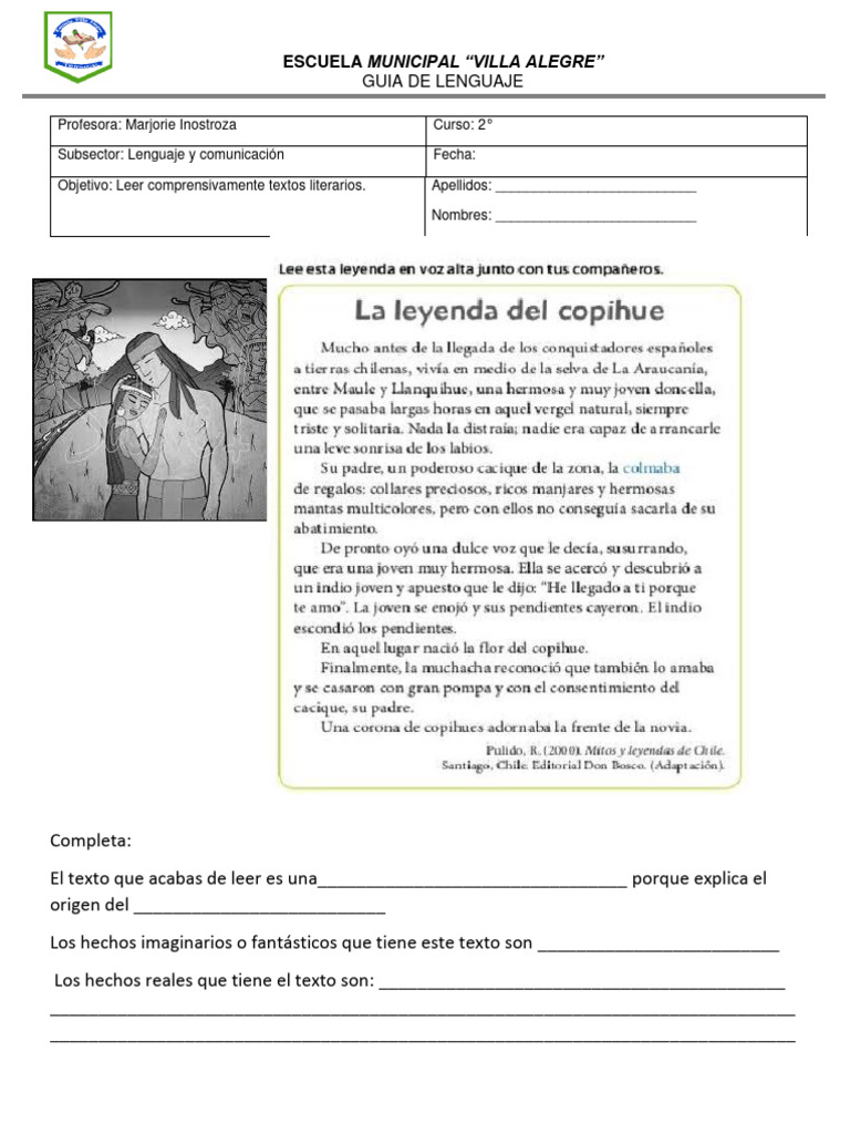 Guia Lenguaje Leyenda 2° | PDF | Lingüística