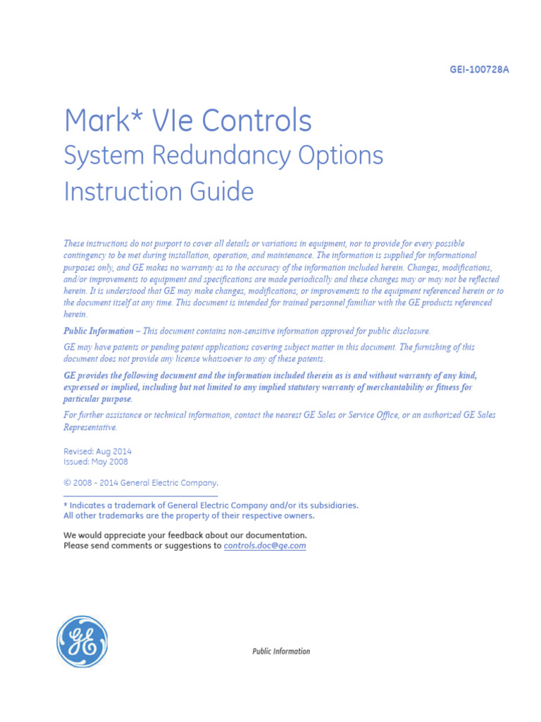 GEI-100728 Mark VIe Controls System Redundancy Options | PDF ...