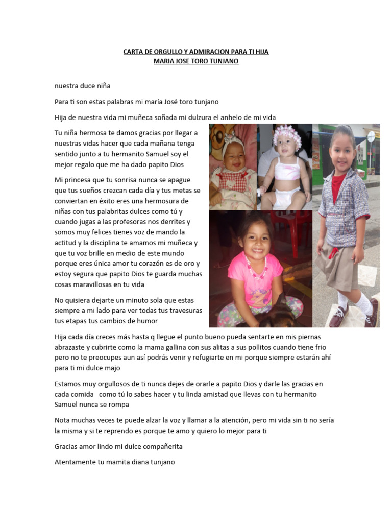 Carta de Orgullo y Admiracion para Ti Hija | PDF