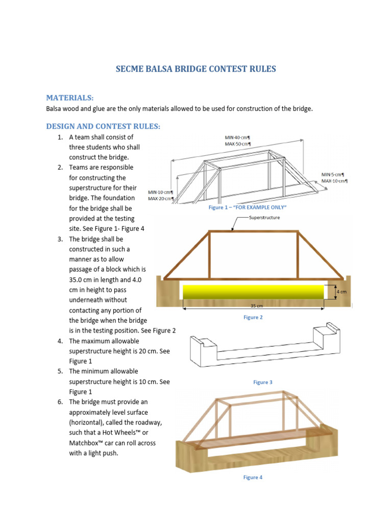 2022 23 Secme Balsa Bridge Contest Rules | PDF | Bridge | Wood