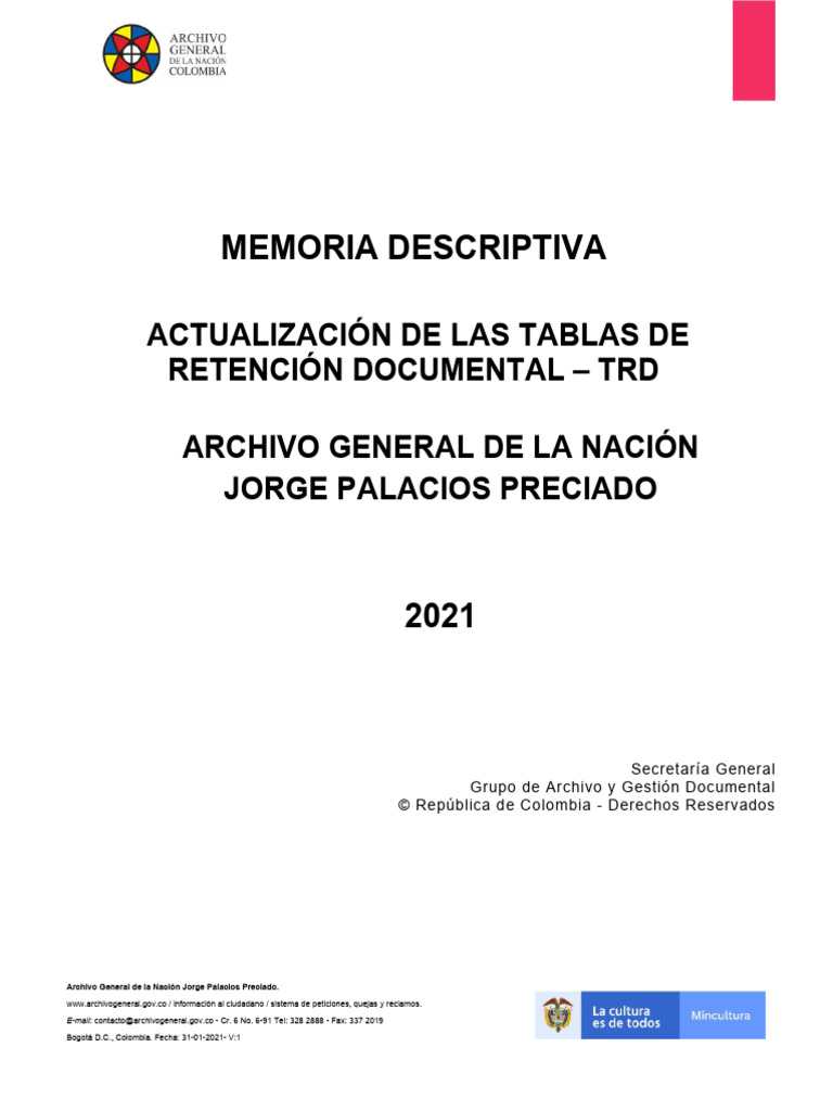 Memoria Descriptiva TRD | PDF