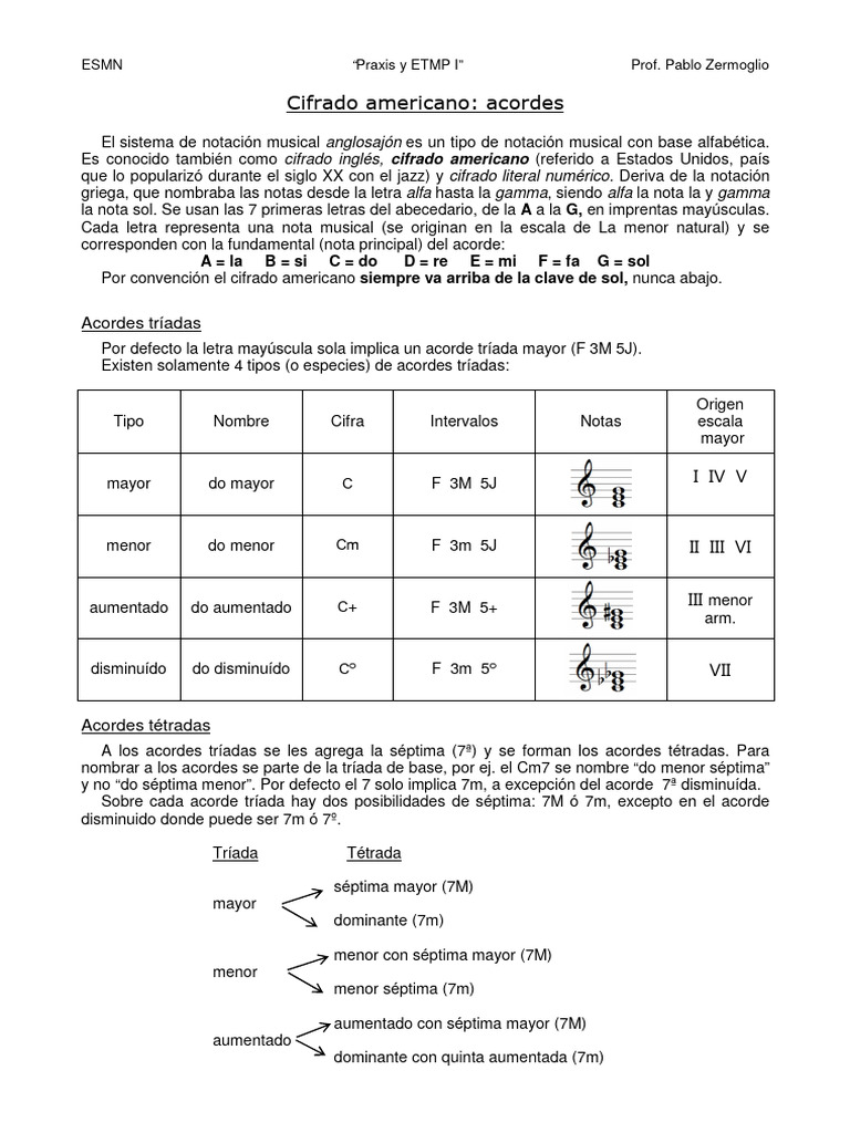 07-Cifrado Americano y Tipos de Acordes | PDF | Acorde (Música ...