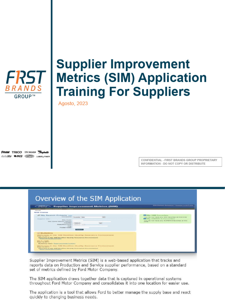 Supplier Improvement Metrics (SIM) Application Training For Suppliers | PDF