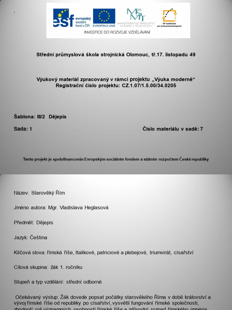 7 Staroveky Rim Prezentace | PDF