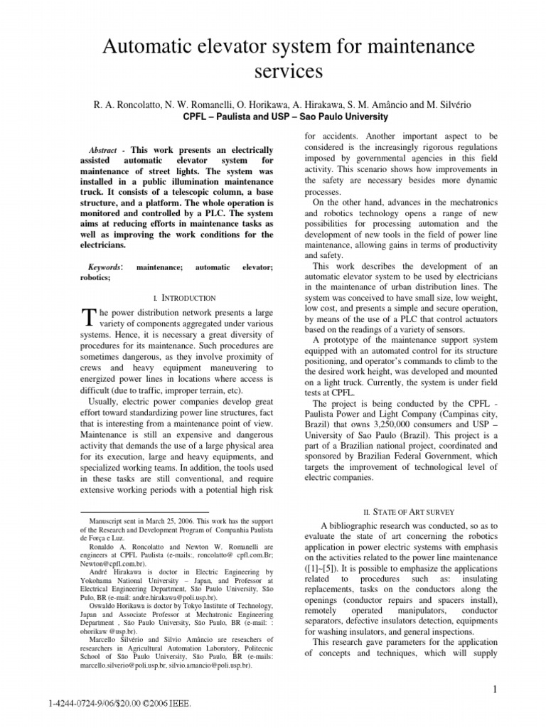 Automatic Elevator System For Maintenanc | PDF | Elevator | Programmable Logic Controller