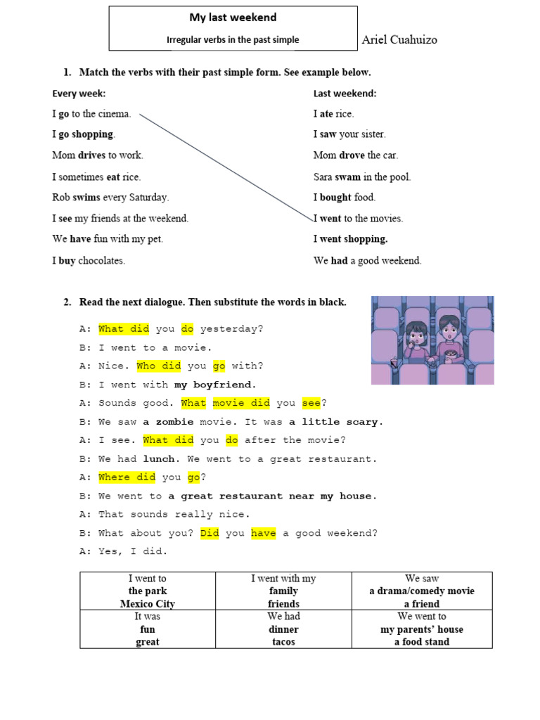 Last Weekend Activities in Past Simple | PDF | Language Arts & Discipline