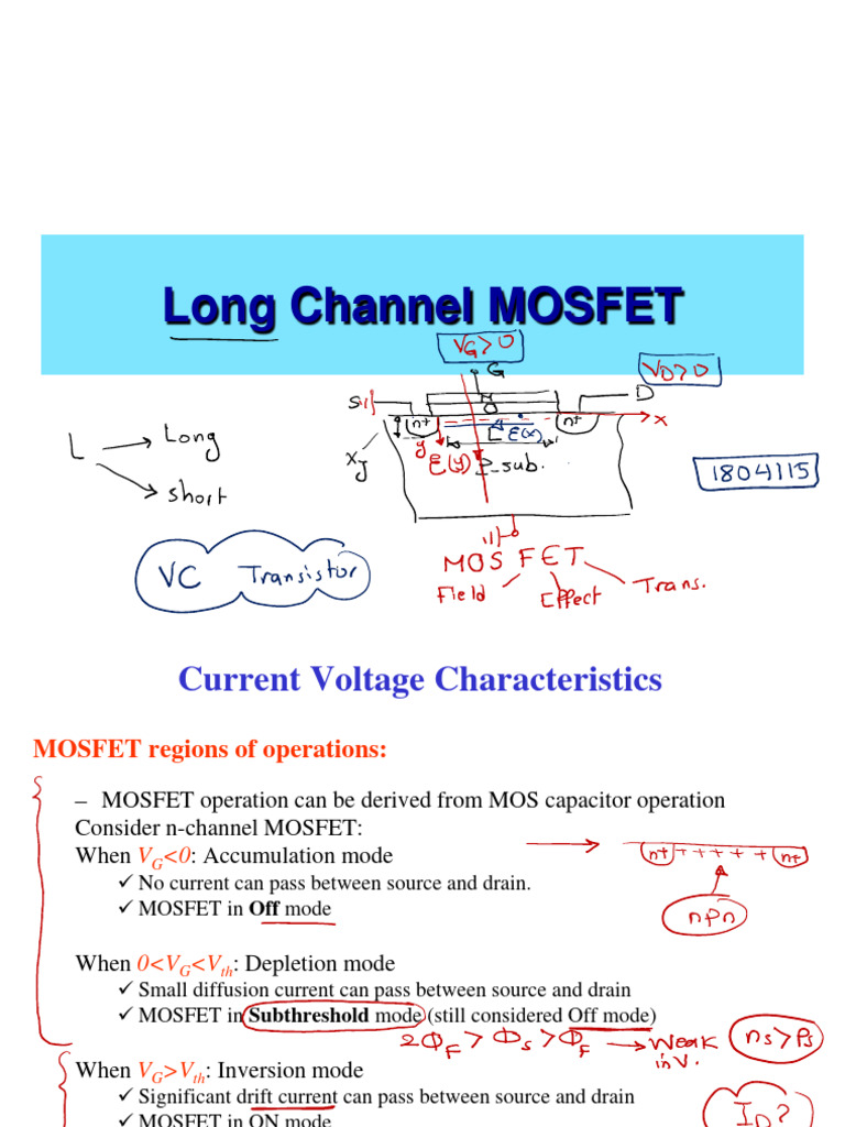 Chapter (5) Part (2) (Long Channel MOSFET) | PDF | Mosfet | Field Effect Transistor