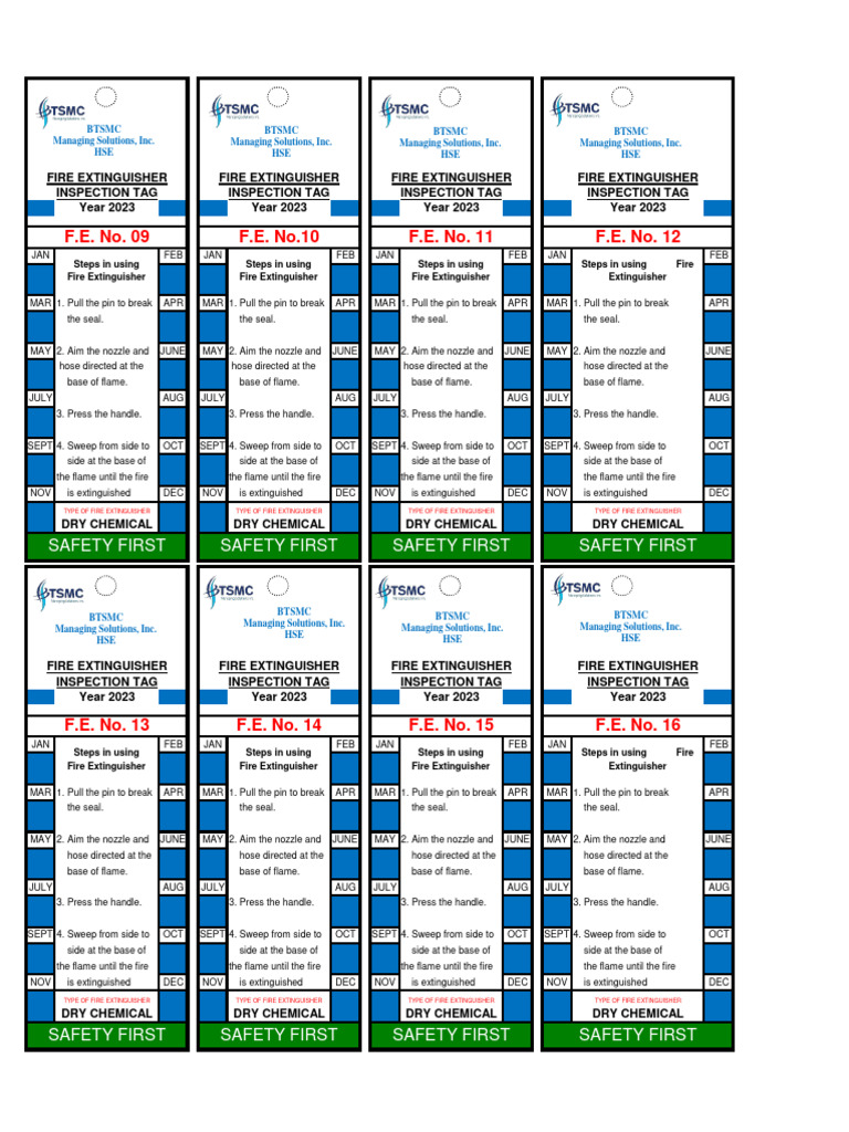 Fire Extinguisher Inspection Tag1 | PDF | Fires | Equipment