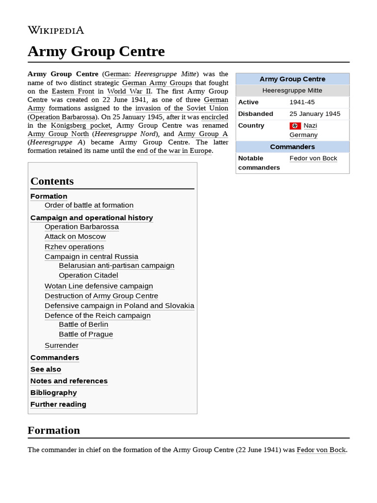 Army Group Centre | PDF | Military | Military Units And Formations