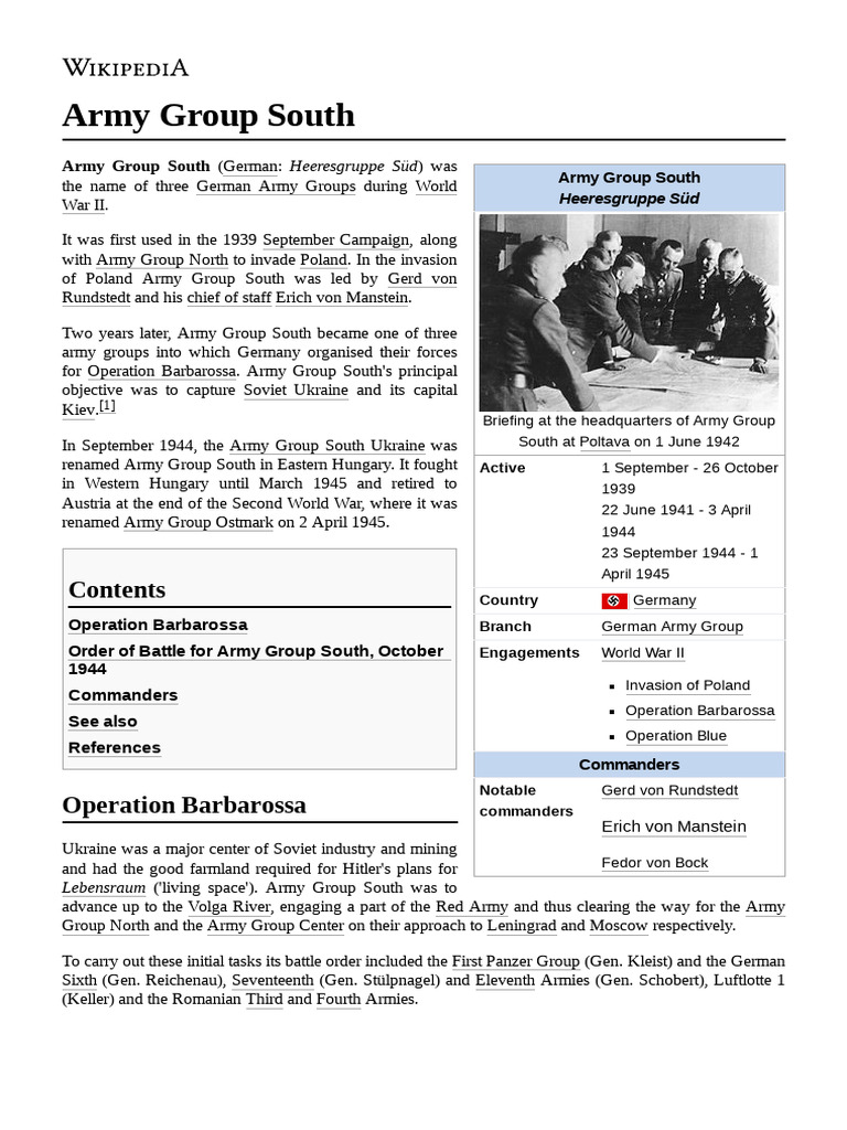 Army Group South | Download Free PDF | Division (Military) | Military