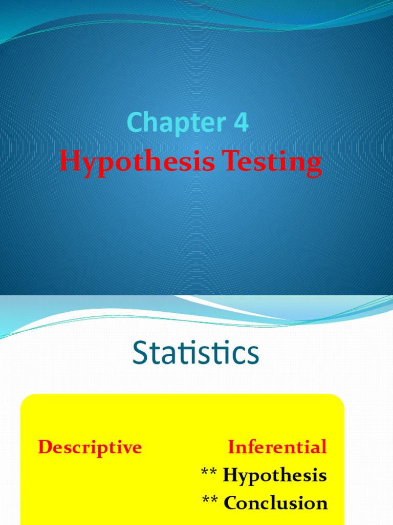 Chapter 4 - Hypothesis Testing | PDF | Statistical Significance ...