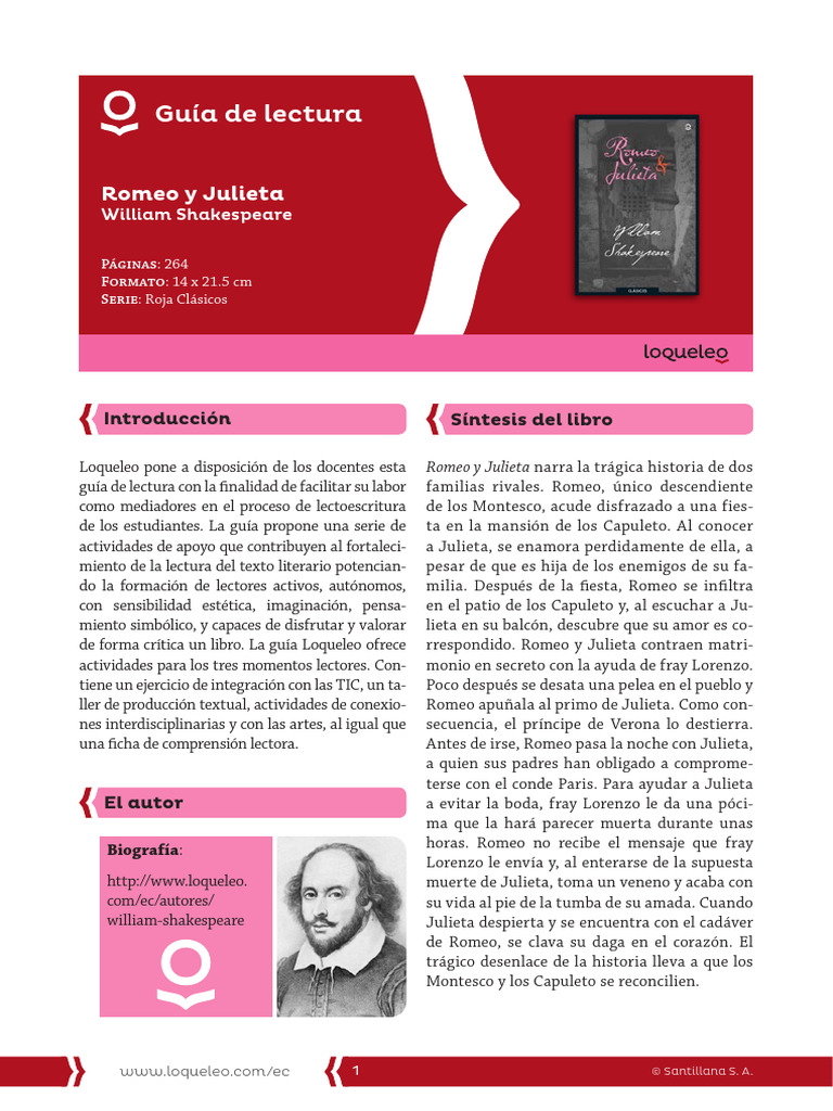 Guía de Lectura: Romeo y Julieta | PDF | Romeo y Julieta