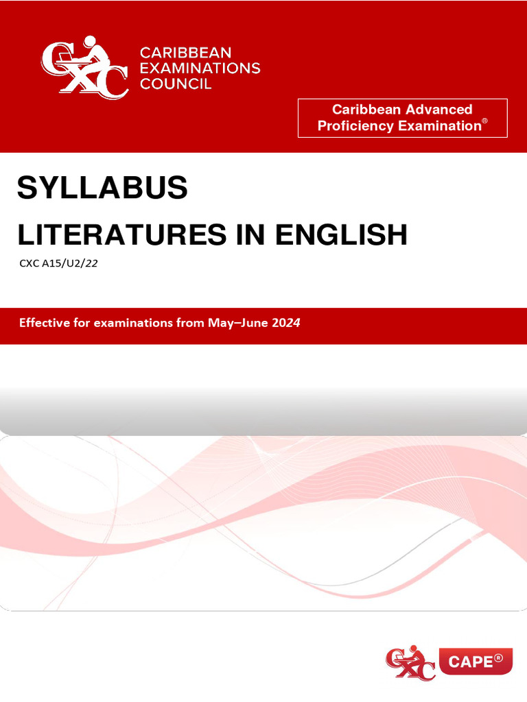 CAPE Literatures in English Syllabus Revised | PDF | Poetry | Critical ...