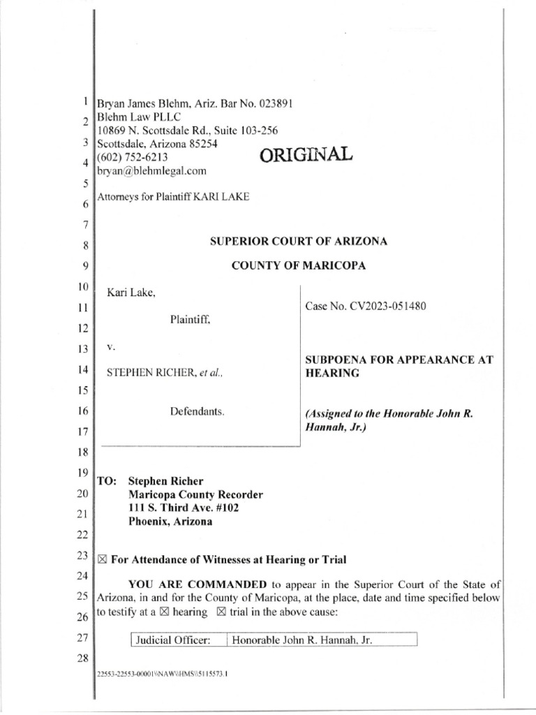 Stephen Richer Subpoena | PDF