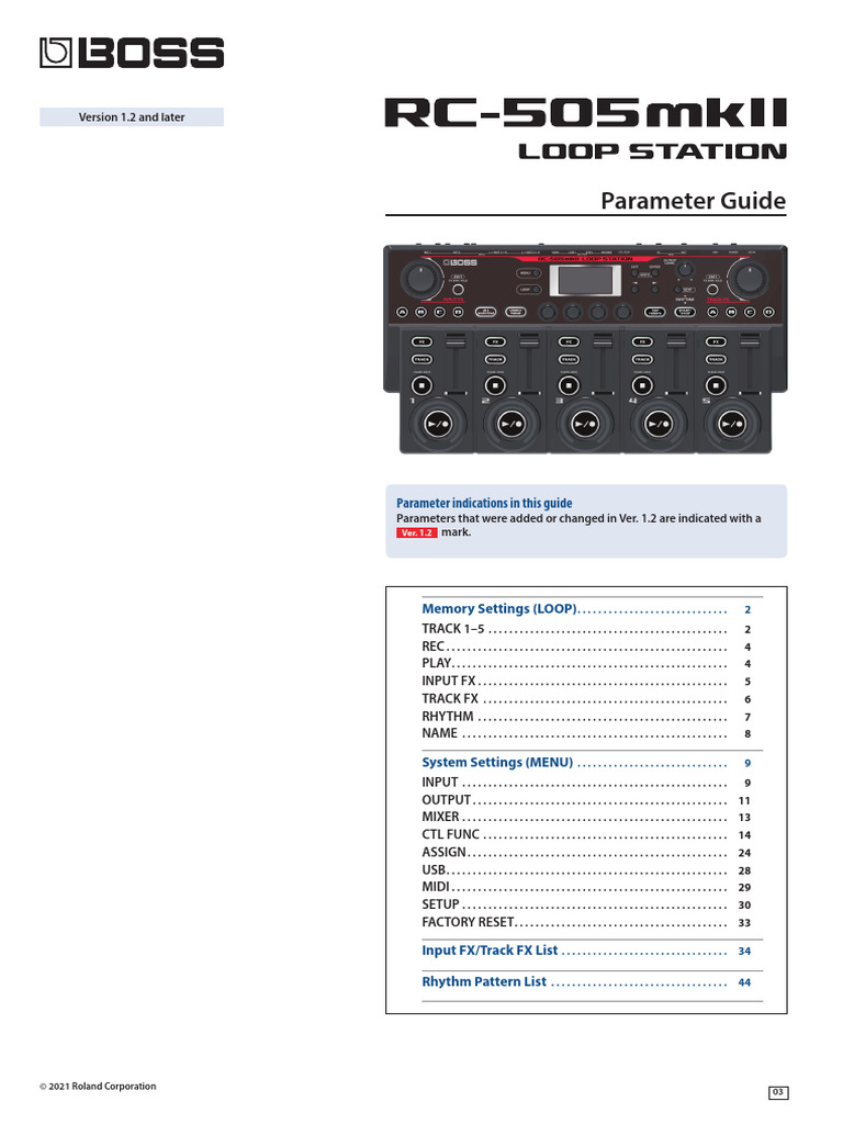 2023-RC-505mk2 Parameter Eng03 W | PDF | Equalization (Audio) | Parameter (Computer Programming)