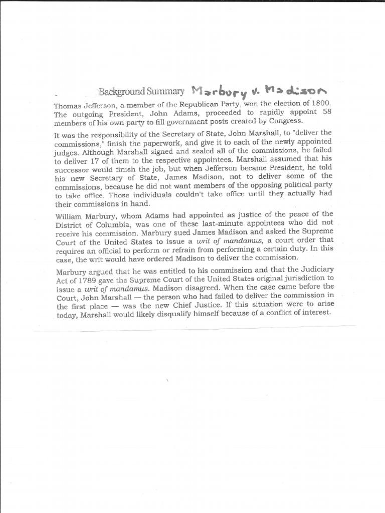 Marbury v. Madison | PDF