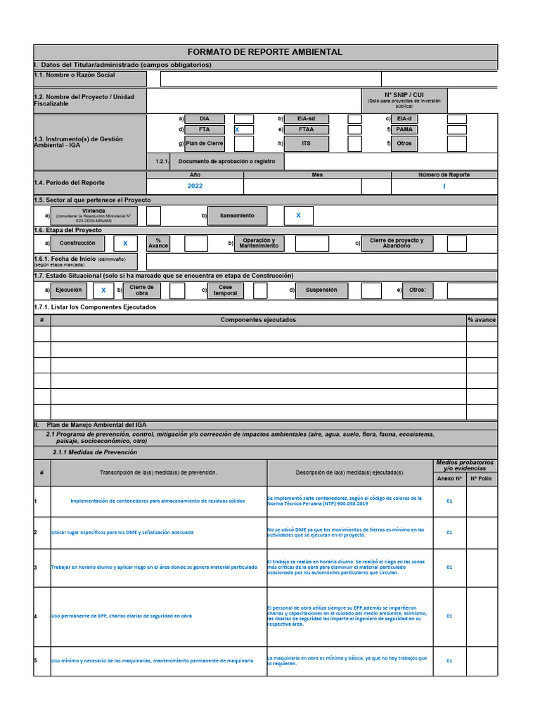 Formato de Reporte Ambiental Ok | PDF | Residuos | Gestión de residuos