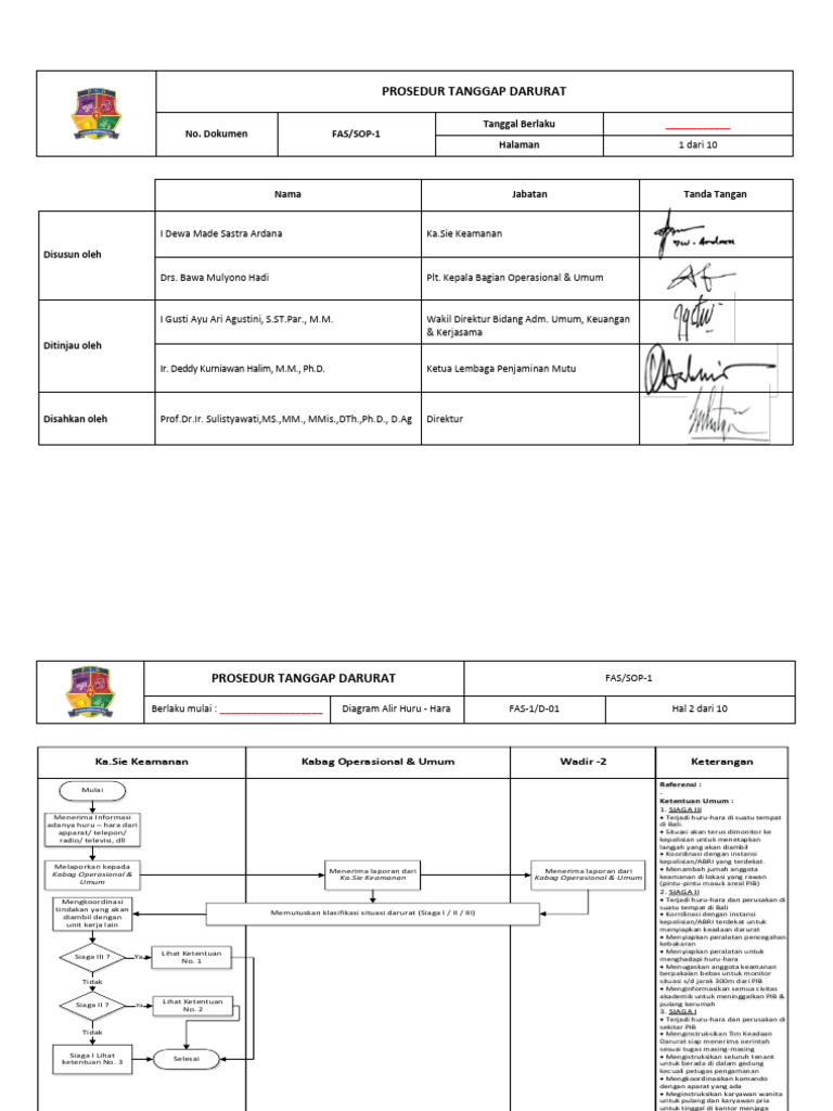 Fas 01 Prosedur Tanggap Darurat | PDF