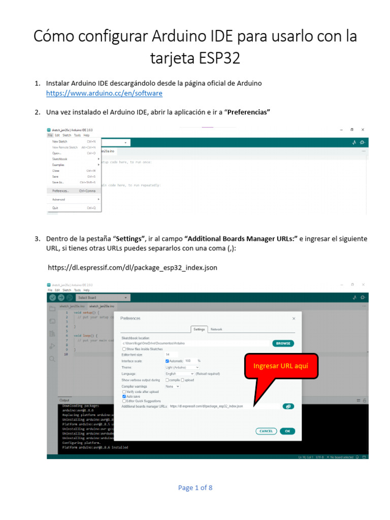 Configurar Arduino IDE para ESP32 | PDF | Arquitectura de Computadores | Ciencias de la Computación
