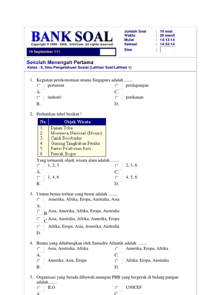 Bank Soal Ips SMP | PDF | Perjalanan | Sains & Matematika