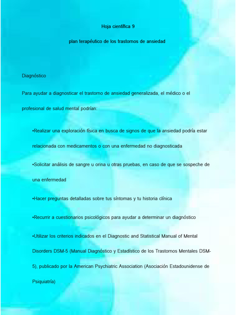 Tarea 9 | PDF | Trastorno mental | Psicoterapia