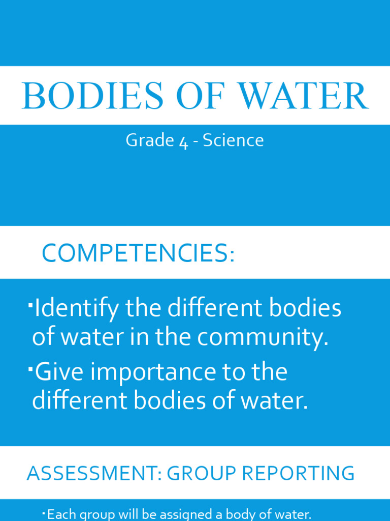 BODIES OF WATER - Grade 4 Science | PDF