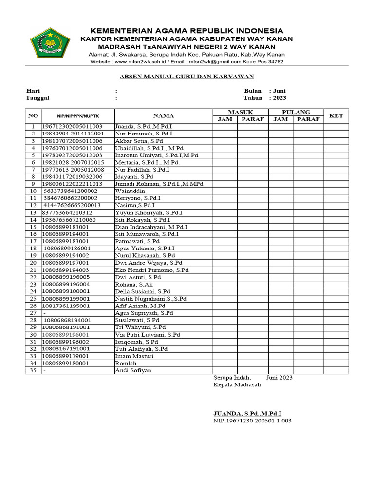 Formulir Absen Manual Karyawan | PDF
