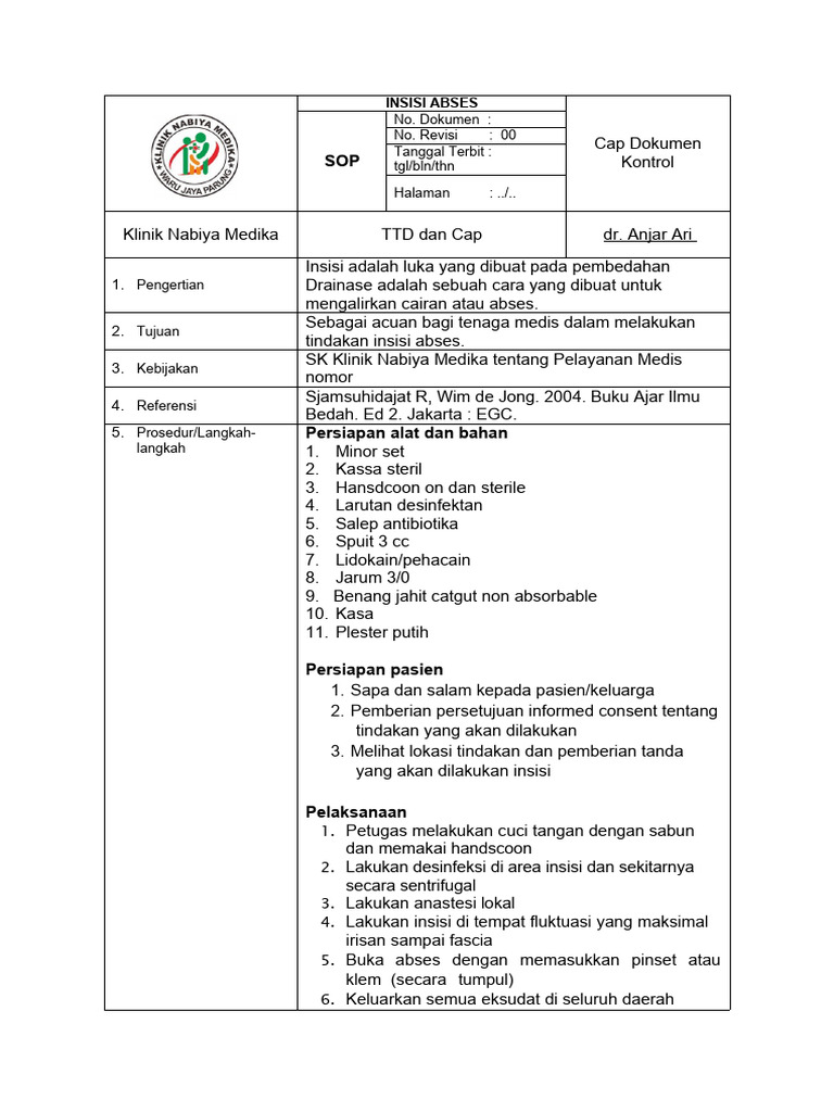 Sop Insisi Abses Fix | PDF | Kesehatan Holistik | Sains & Matematika