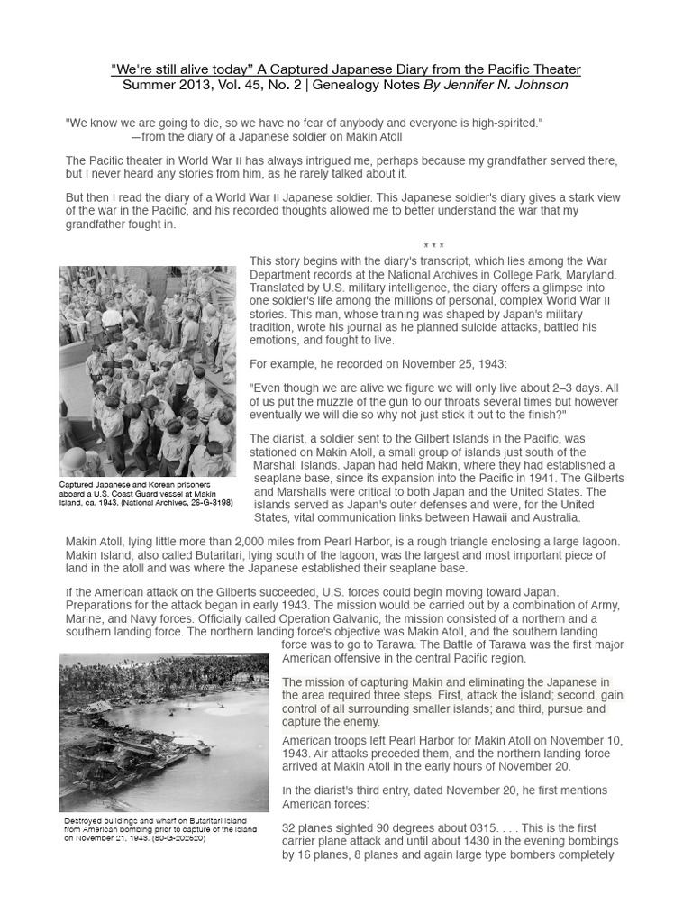 HW Diary of A Japanese Soldier | PDF | Conflicts | Warfare