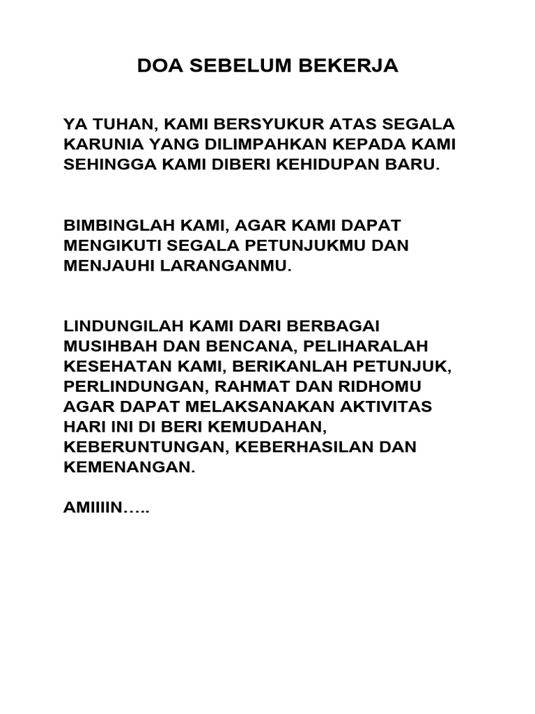 Doa Sebelum Bekerja | PDF