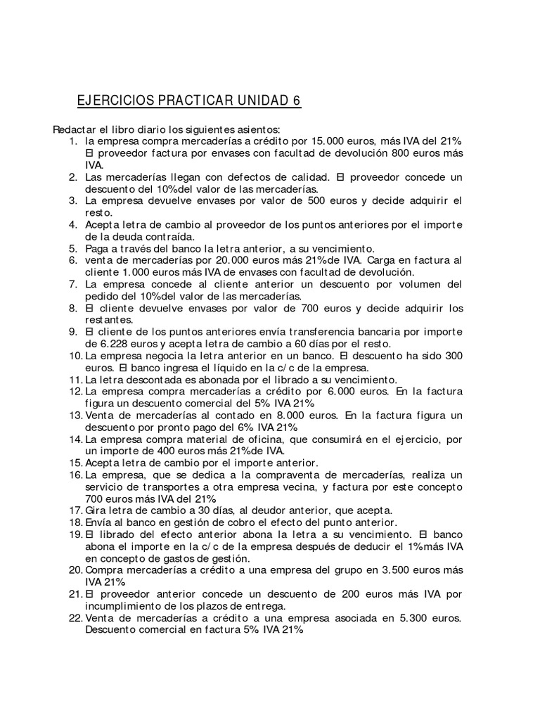 Ejercicios Resueltos de Contabilidad para Repasar UT 05 Contabilidad | PDF | Factura ...