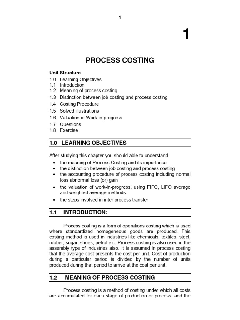 Process Costing | PDF | Cost | Profit (Economics)