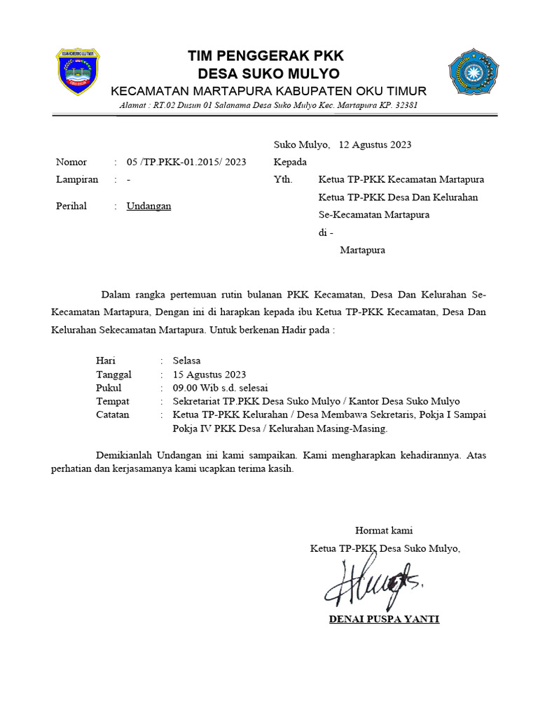 Undangan Arisan PKK 2023 | PDF