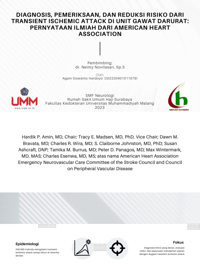 Diagnosis, Pemeriksaan, Dan Reduksi Risiko Dari Transient Ischemic Attack Di Unit Gawat Darurat ...