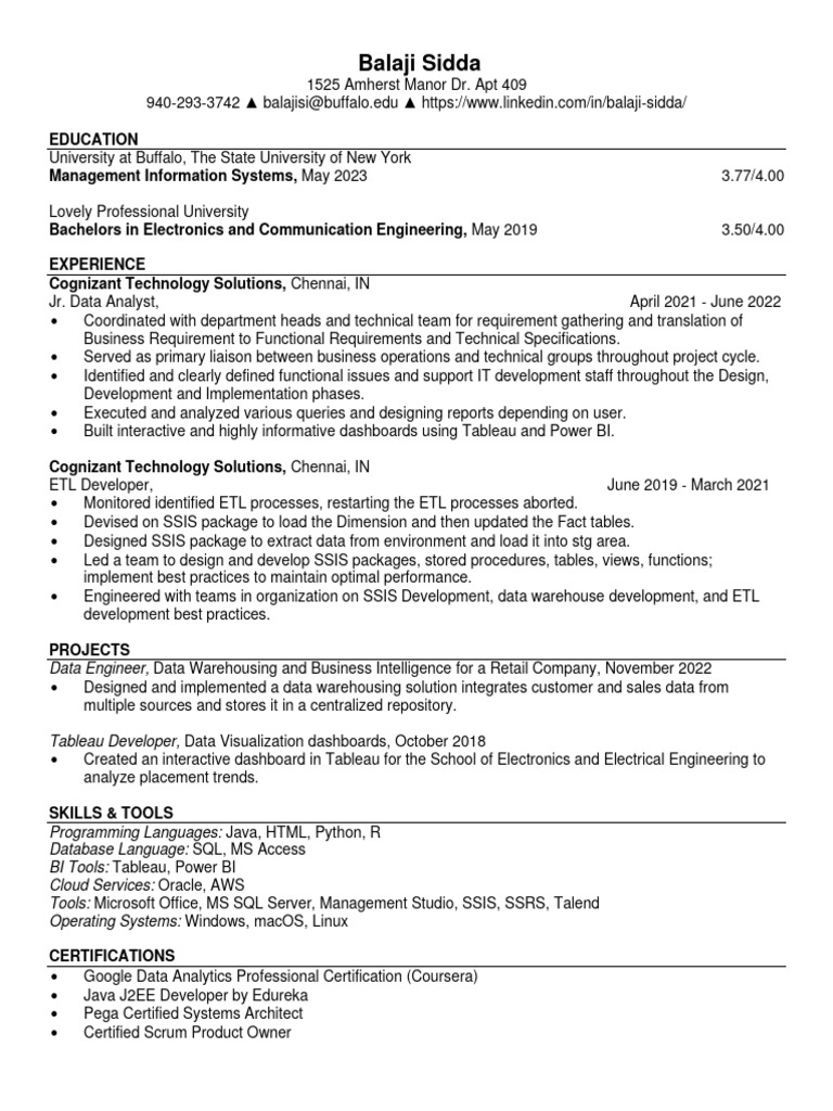 Balaji Sidda | PDF | Microsoft Sql Server | Data Warehouse