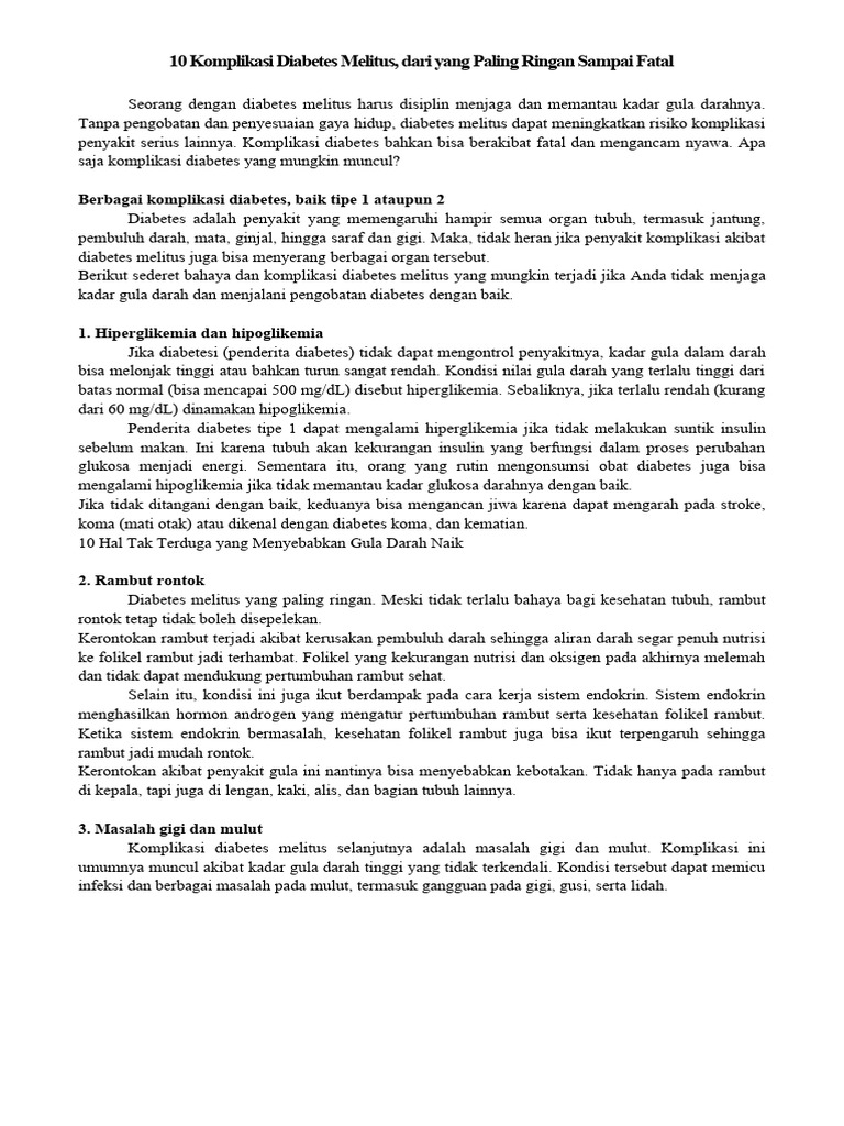 10 Komplikasi Diabetes Melitus | PDF