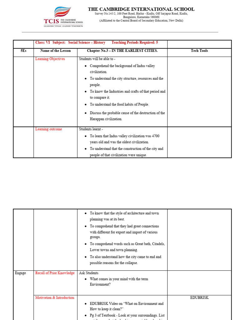 Indus Valley Civilization Lesson Plan | PDF | Natural Environment ...