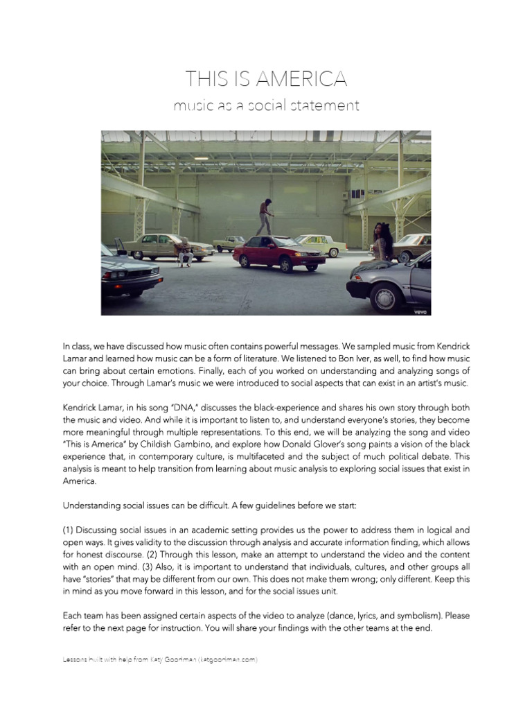 This Is America Lesson | PDF | Art