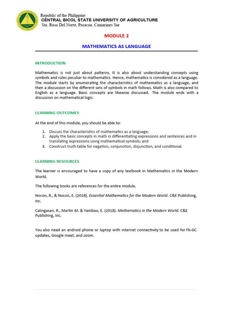 Weeks 4 To 5 - MMW - GEC 2 - Monte - Module2 - COPY FOR STUDENTS | PDF | Mathematics | Proposition