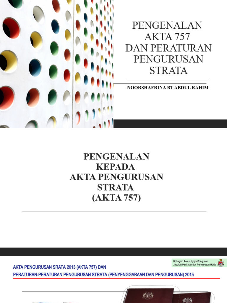 Pengenalan Akta 757 - Peraturan Pengurusan Strata (Shafrina) | PDF