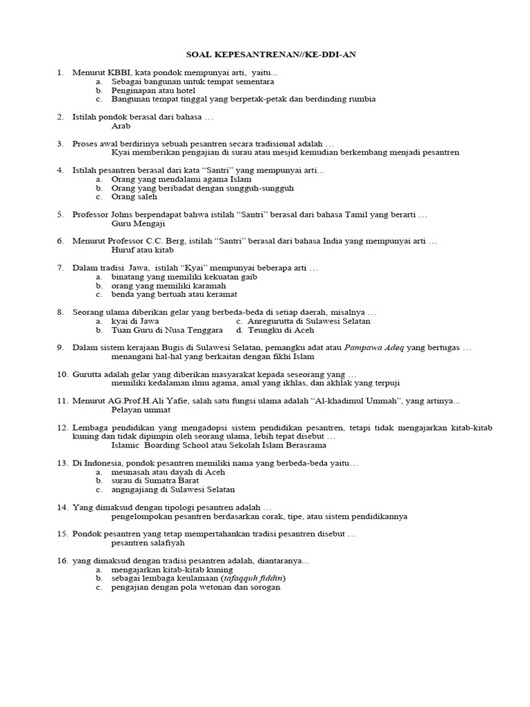 Soal CCQ Antarpontren Milad 85 | PDF