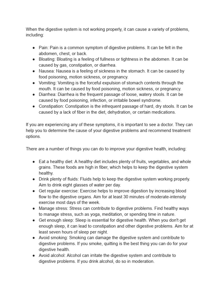 What Happen When Digestion System Not Working Properly PDF | PDF ...
